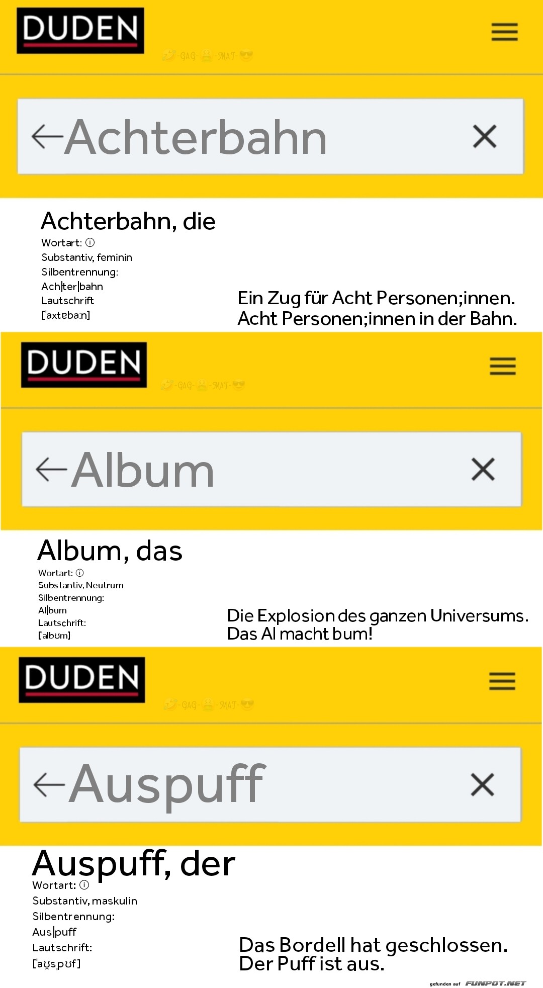 witziges Bild 'Duden 1' - tausende Bilder auf FUNPOT